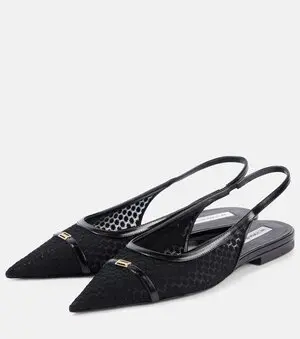 Victoria Beckham Leather-trimmed Mesh Slingback Flats