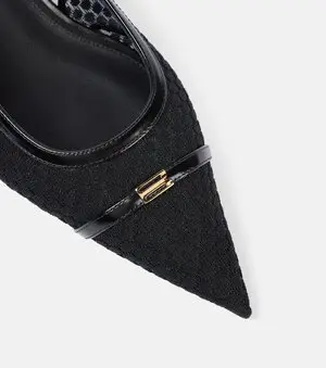 Victoria Beckham Leather-trimmed Mesh Slingback Flats