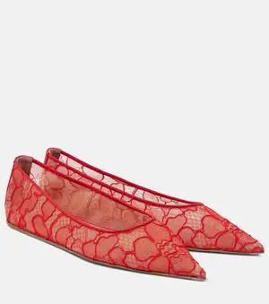 Amina Muaddi Barbara Lace Ballerinas