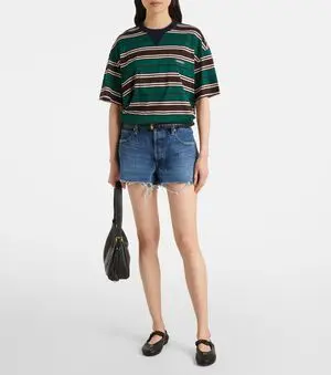 FRAME The Hang Mid-rise Denim Shorts - Blue