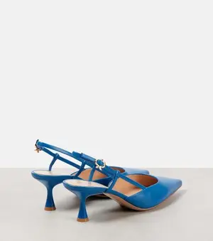 GIANVITO ROSSI Ascent 55 Leather Slingback Pumps - Blue