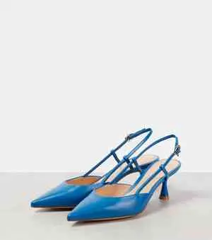 GIANVITO ROSSI Ascent 55 Leather Slingback Pumps - Blue