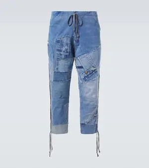 GREG LAUREN Patchwork Straight Jeans - Blue