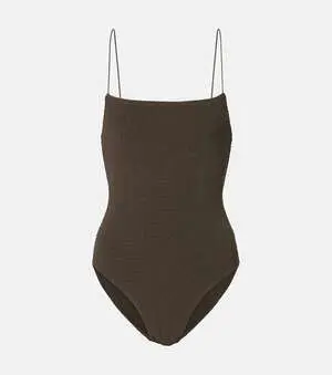 TOTEME Shirred Jersey Swimsuit - Brown