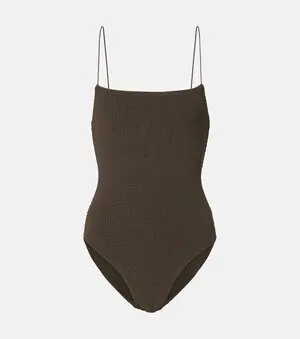 TOTEME Shirred Jersey Swimsuit - Brown