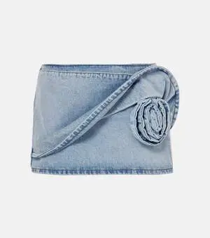 Magda Butrym Floral-applique Denim Miniskirt - Blue