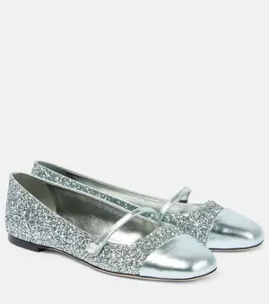 JIMMY CHOO Elisa Glitter Ballet Flats - Green