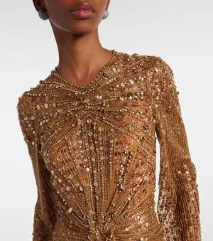 Jenny Packham Anja Embellished Gown - Metallic