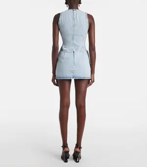 Magda Butrym Floral-appliqué Denim Miniskirt - Blue
