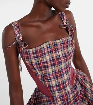 VIVIENNE WESTWOOD Puppy Tartan Linen And Cotton Corset - Multicoloured