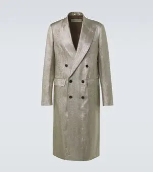 Dries Van Noten Double-breasted Lamé Coat