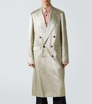 Dries Van Noten Double-breasted Lamé Coat