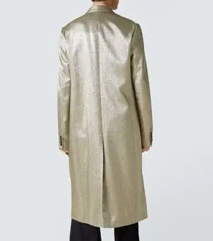 Dries Van Noten Double-breasted Lamé Coat
