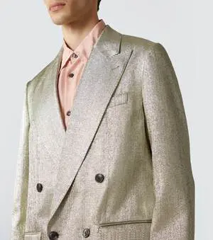 Dries Van Noten Double-breasted Lamé Coat