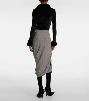 Balenciaga Houndstooth Wool Pencil Skirt