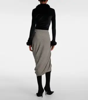 Balenciaga Houndstooth Wool Pencil Skirt