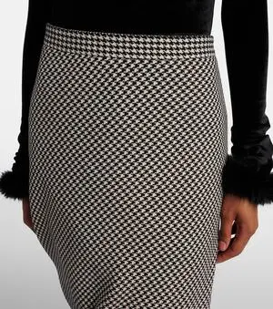 Balenciaga Houndstooth Wool Pencil Skirt