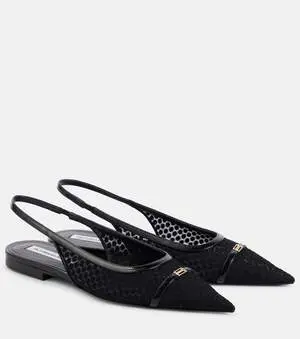Victoria Beckham Leather-trimmed Mesh Slingback Flats