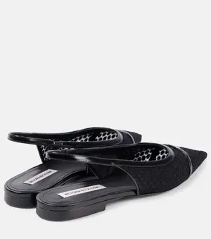 Victoria Beckham Leather-trimmed Mesh Slingback Flats
