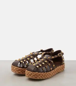 Valentino Garavani Rockstud Leather Espadrilles