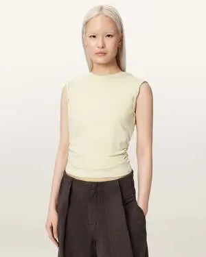 ALLSAINTS West Sleeveless Ruched Tank Top - Green