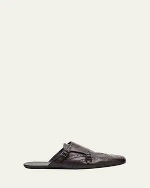 Prada Prada Shuffle Leather Double-Monk Strap Mules - Brown