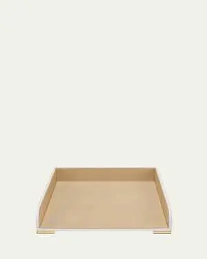 Aerin Classic Leather Paper Tray - Open White