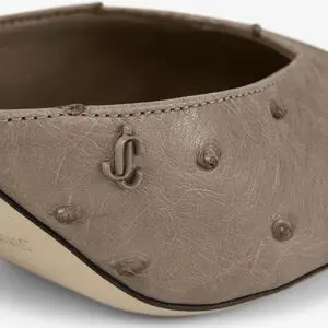 JIMMY CHOO Vivi 65 Ostrich Leather Mules - Neutral