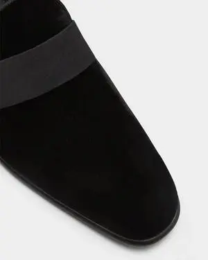 Santoni Isomer Velvet Loafers - Black
