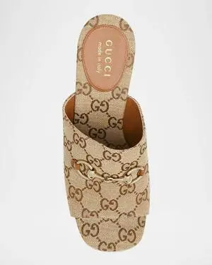 Gucci Carmen Gg Canvas Platform Wedge Sandals - Brown