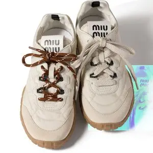 Miu Miu Two-tone Cord Laces - Tobacco/white
