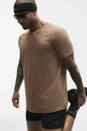 Alo Yoga Vapor Crewneck Short Sleeve Top - Java Brown