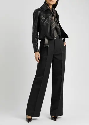 Saint Laurent Belted Panelled Leather Jacket