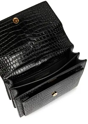 Saint Laurent Sunset Medium Crocodile-effect Shoulder Bag