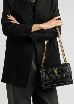 Saint Laurent Sunset Medium Crocodile-effect Shoulder Bag