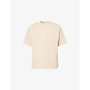 THE COUTURE CLUB Logo-print Crewneck Cotton T-shirt - Beige