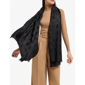 BVLGARI Calla Maxi Silk And Wool-blend Stole - Black