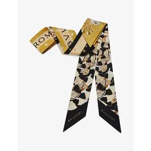 BVLGARI Divas' Dream Peacock Lux Crystal-embellished Silk-twill Shelley Scarf - Black