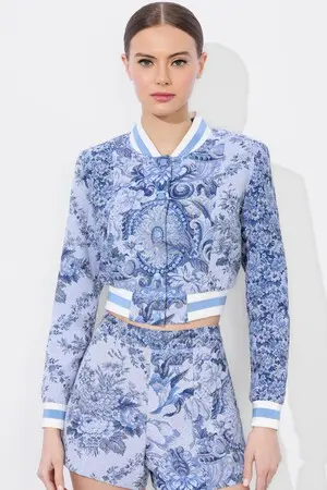 Alice + Olivia Barton Printed Varsity Jacket