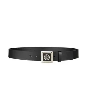 Versace Leather Belt With Logo Buckle - Black