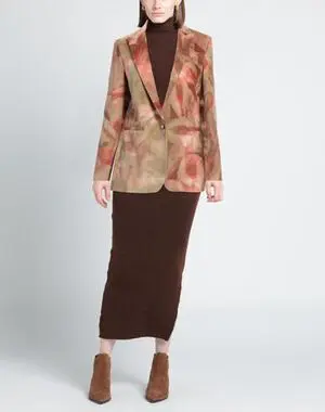DONDUP Multicolor Patterned Velvet Blazer - Beige