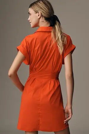 Anthropologie Faye Short-sleeve Belted Shirtdress - Cherry