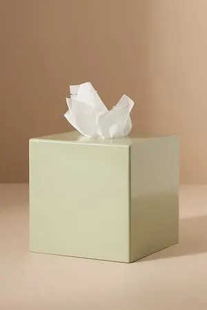 ADDISON ROSS Lacquered Scallop Tissue Box - Moss