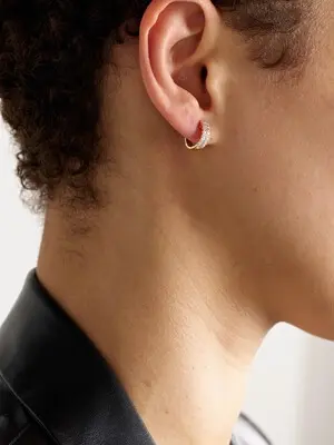 STONE AND STRAND Twinning 14-karat Diamond Hoop Earrings