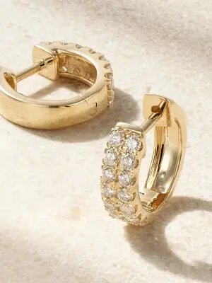 STONE AND STRAND Twinning 14-karat Diamond Hoop Earrings