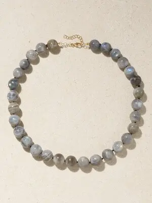 Jia Jia Gold Tone Labradorite Beaded Necklace - Gray