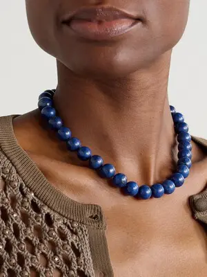 Jia Jia Gold Lapis Lazuli Beaded Necklace - Blue