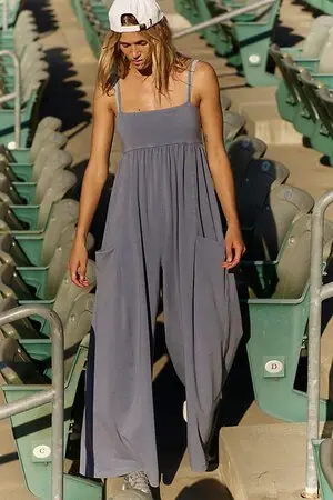 Free People FP Movement Hot Shot Strappy Onesie Blue Ash