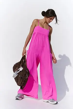 Free People FP Movement Hot Shot Strappy Onesie Candy Pink