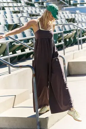 Free People Hot Shot Strappy Onesie - Chocolate